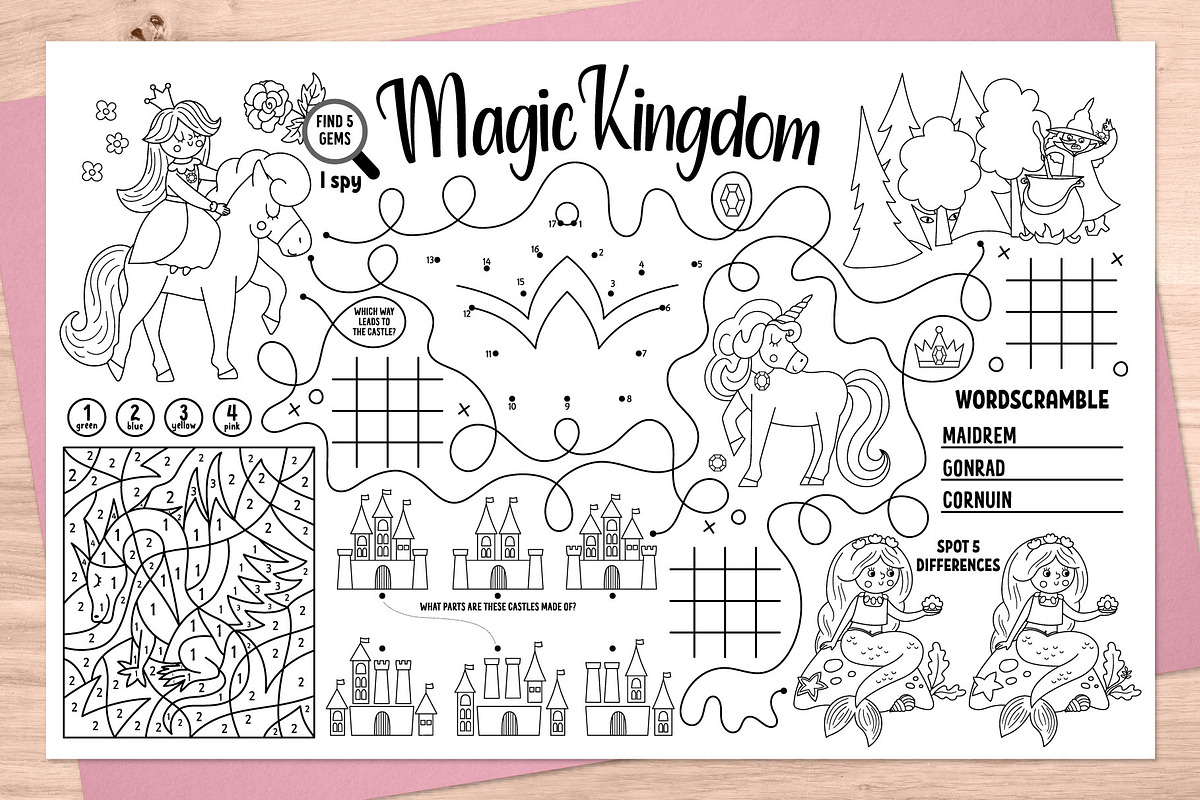 Magic Kingdom activity mats, an Education Illustration by Lexi Claus