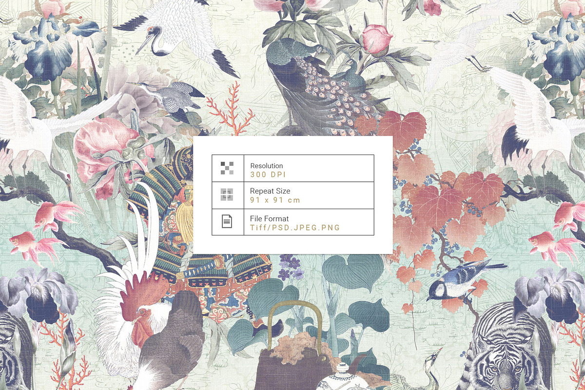 Shogun and japanese seamless patterns.