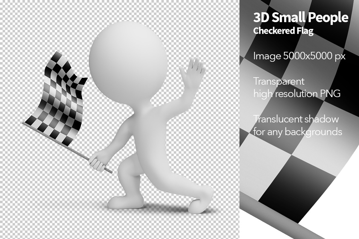 3D Small People - Checkered Flag, a Person Illustration by Anatoly ...