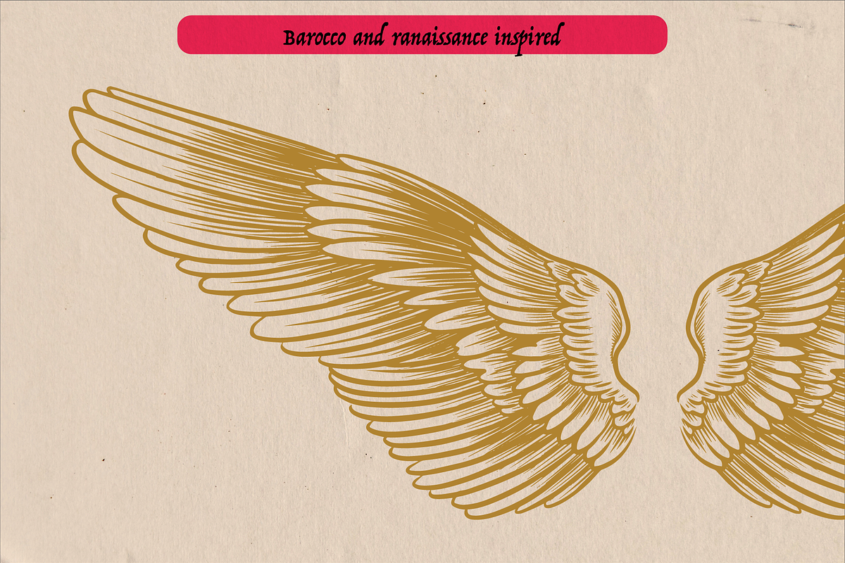 Angel wings drawing engraved, an Object Illustration by Arthur Balitskiy
