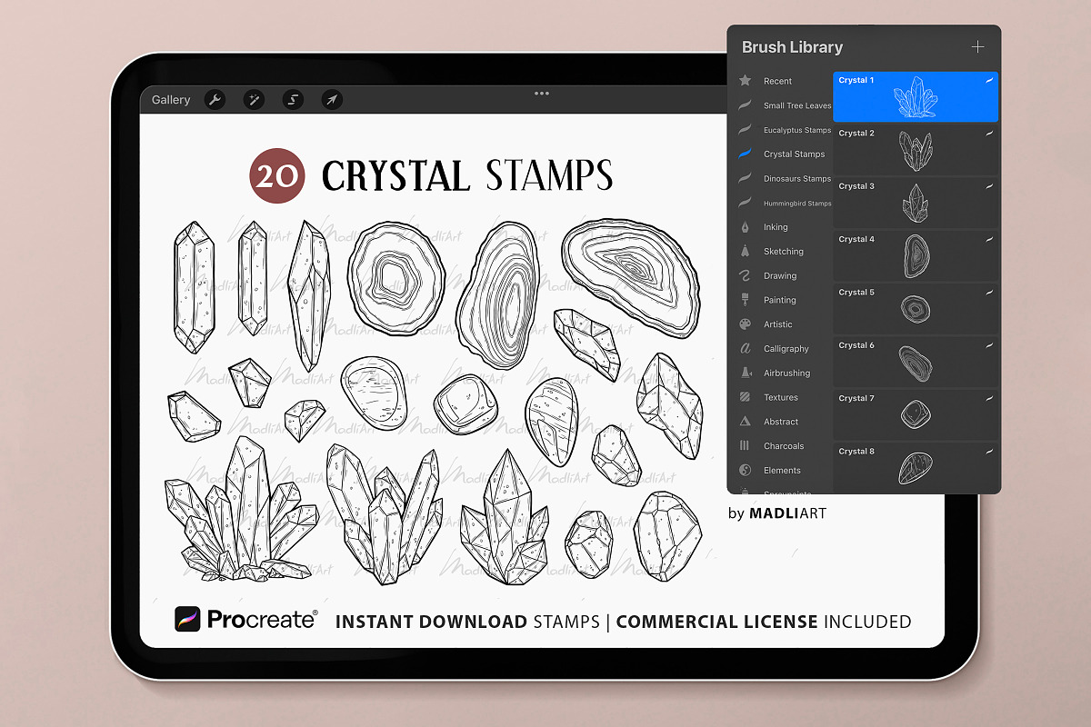 Crystal Procreate Brush Stamps, a Shape Add-On by MadliArt