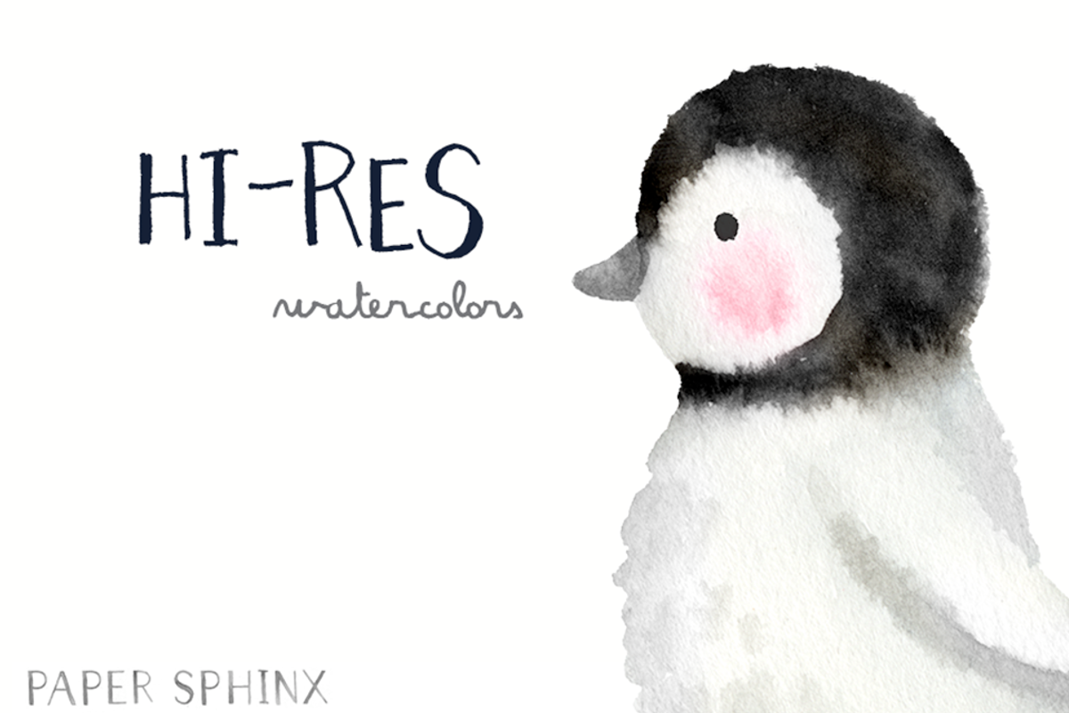 Watercolor Penguins Clipart, an Animal Illustration by PaperSphinx