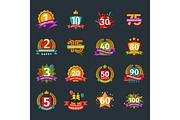 Happy birthday badges vector icons, an Object Graphic by RocketArt