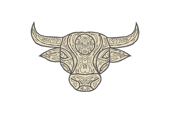 Bull Cow Head Front Mandala, an Animal Illustration by patrimonio ...