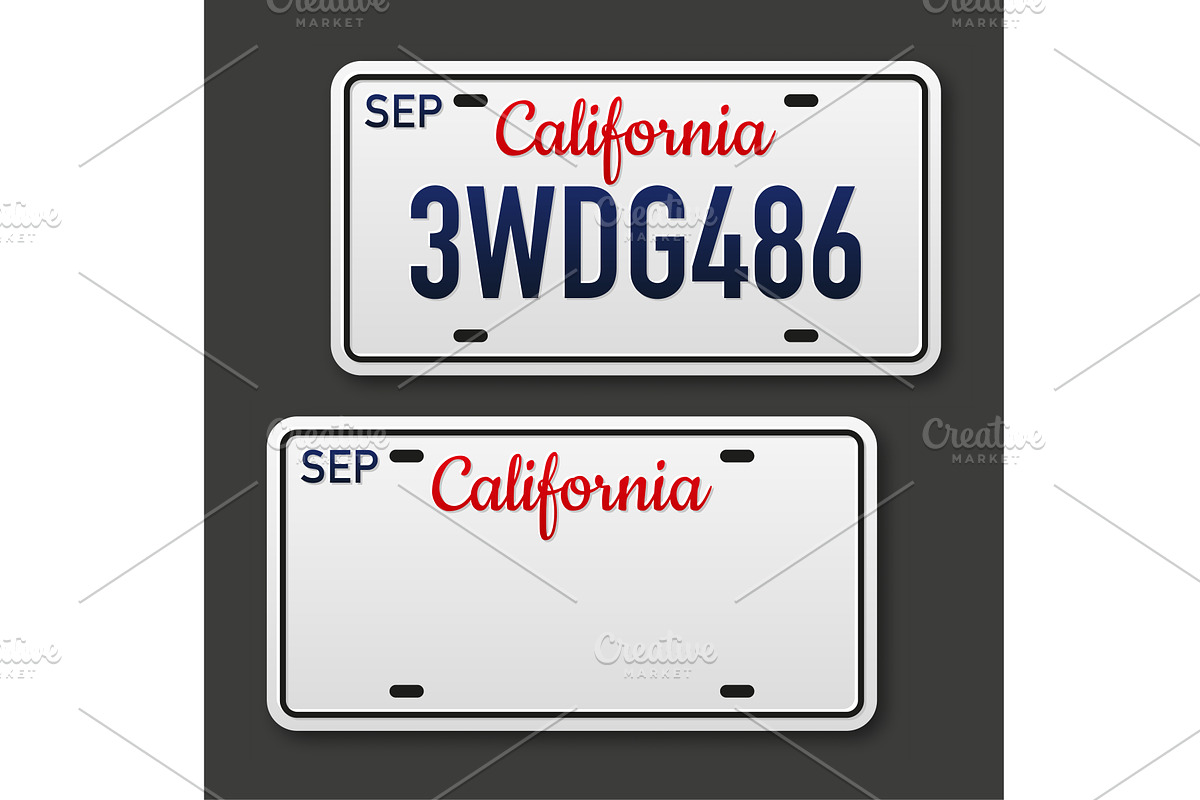 Retro car plate for banner design, an Illustration by UP-Studio