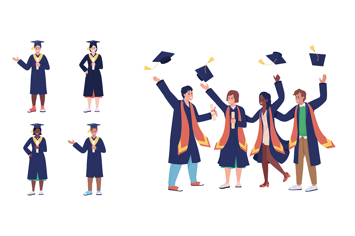 Happy graduation ceremony characters, an Education Illustration by The img