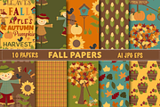 Fall papers, a Pattern Graphic by Poppymoondesign