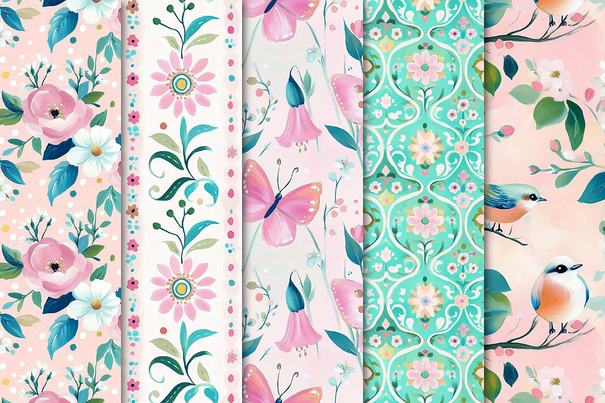 Charming Spring Digital Paper Set, a Pattern Graphic by Maishop