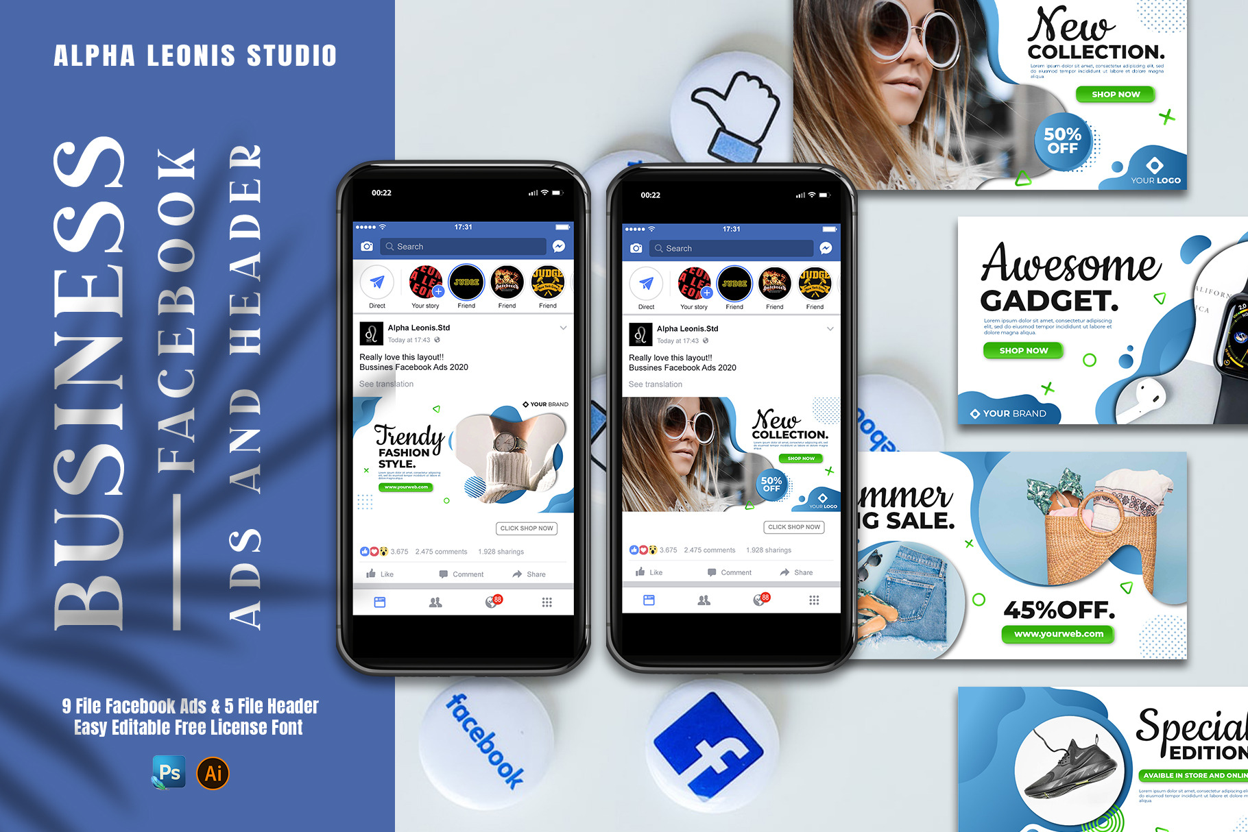 Facebook Ads and Header, a Social Media Template by Alphaleonis_std