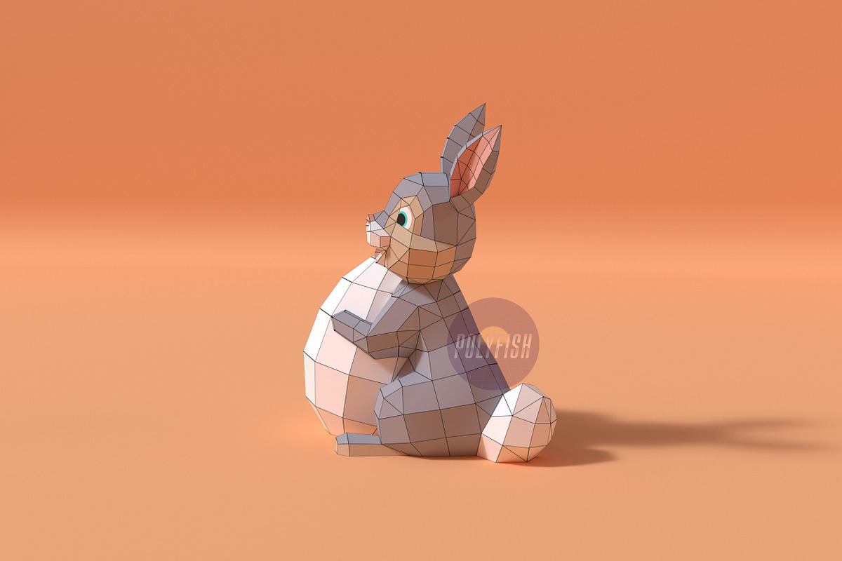 Easter Bunny 3D model template, a Graphic by PolyFish | Creative Market
