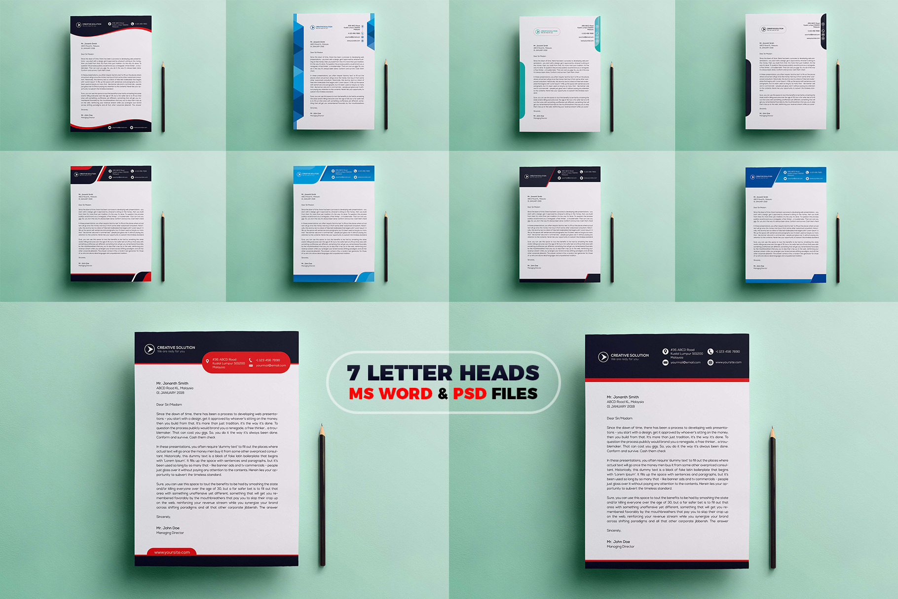 Corporate Letterhead with MS Word, a Stationery Template by GreenPixi