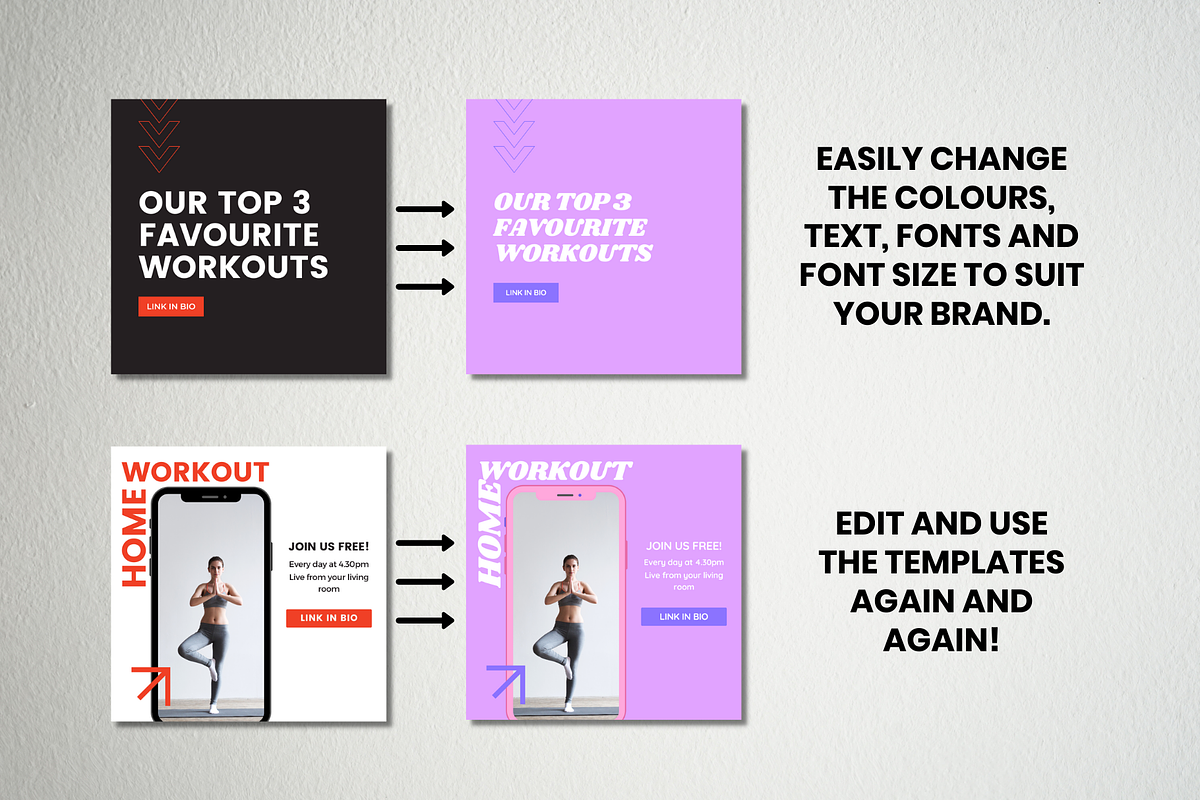 80 Bold Fitness Canva Templates