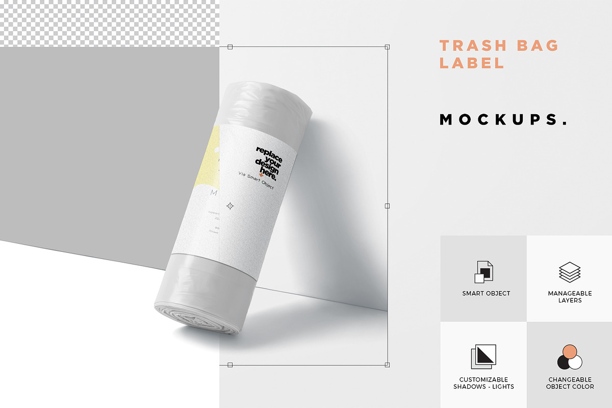 Garbage Bag Label Mockups, a Packaging Mockup by GfxFoundry