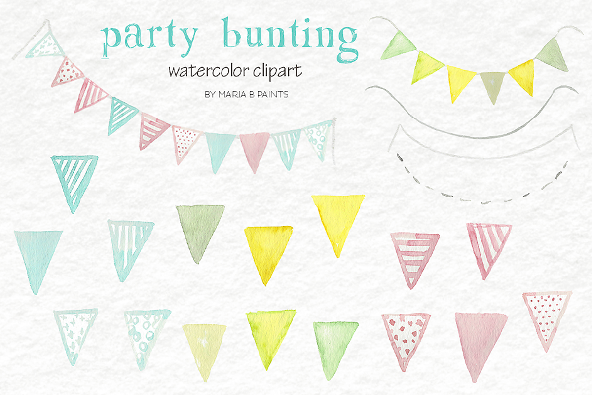 Pennant Banner Bunting Clipart Set, a Decorative Illustration by Maria ...