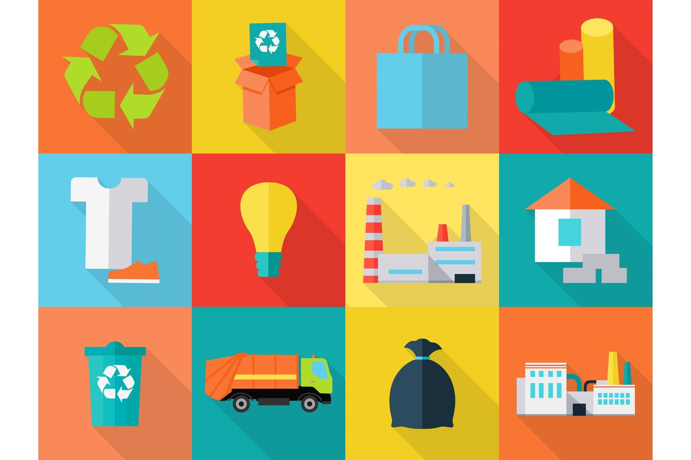 Waste Recycling Icons Sign Symbols. Sorting Waste, an Object Graphic by ...