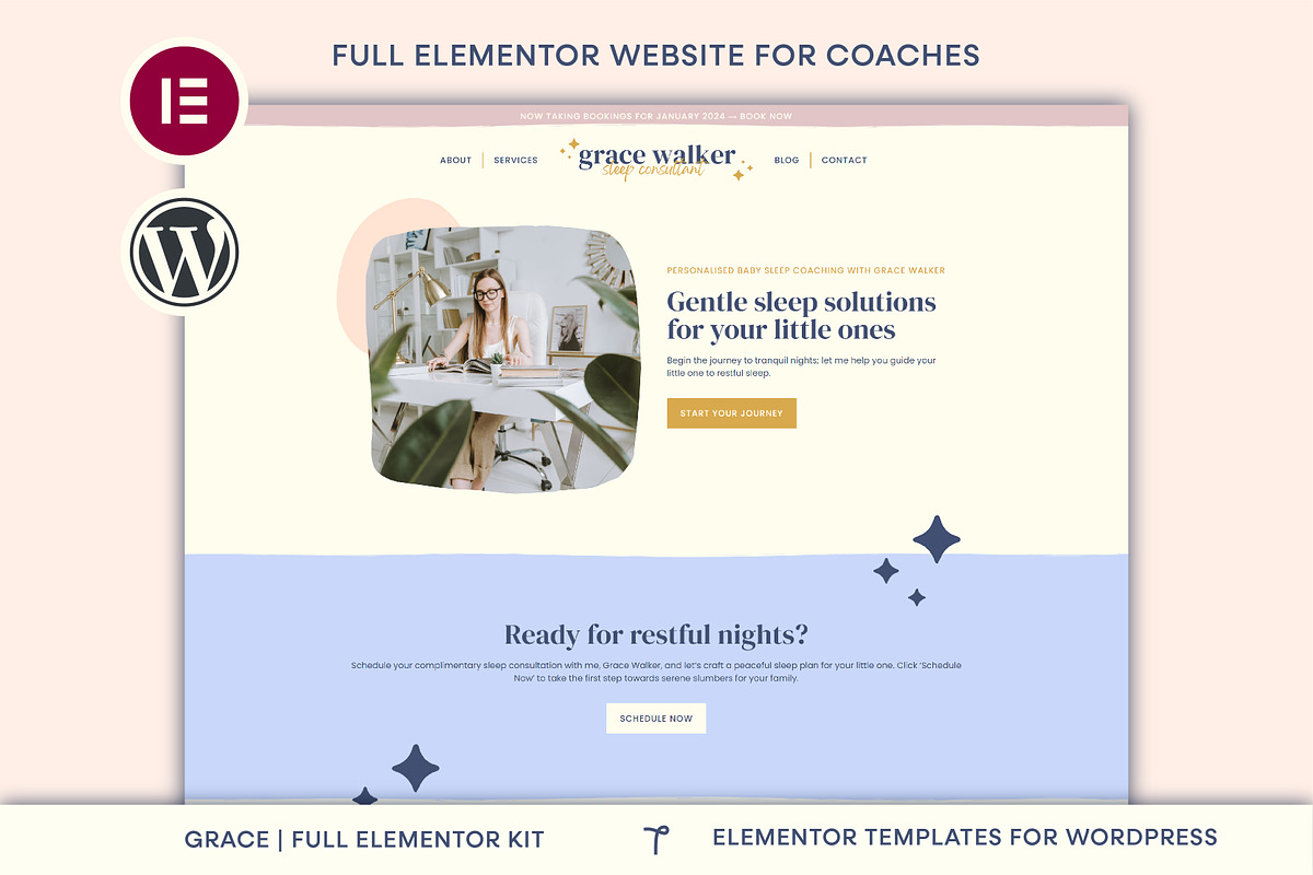 Sleep Coaching Elementor Template, a WordPress Template by Templatez.Co