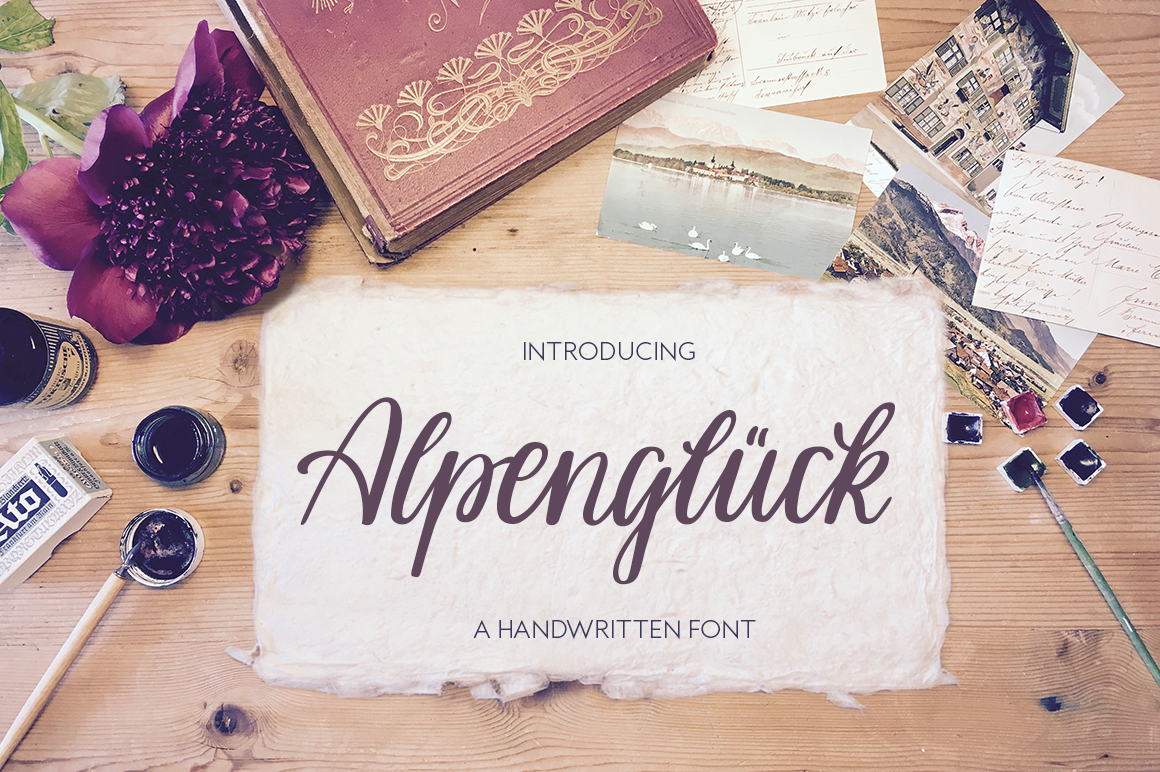 Alpenglueck - a handwritten font, a Script Font by Laura Heidi