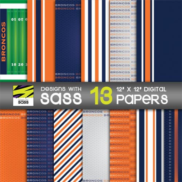 Digital Paper, Broncos Football, a Pattern Graphic by Designs With Sass