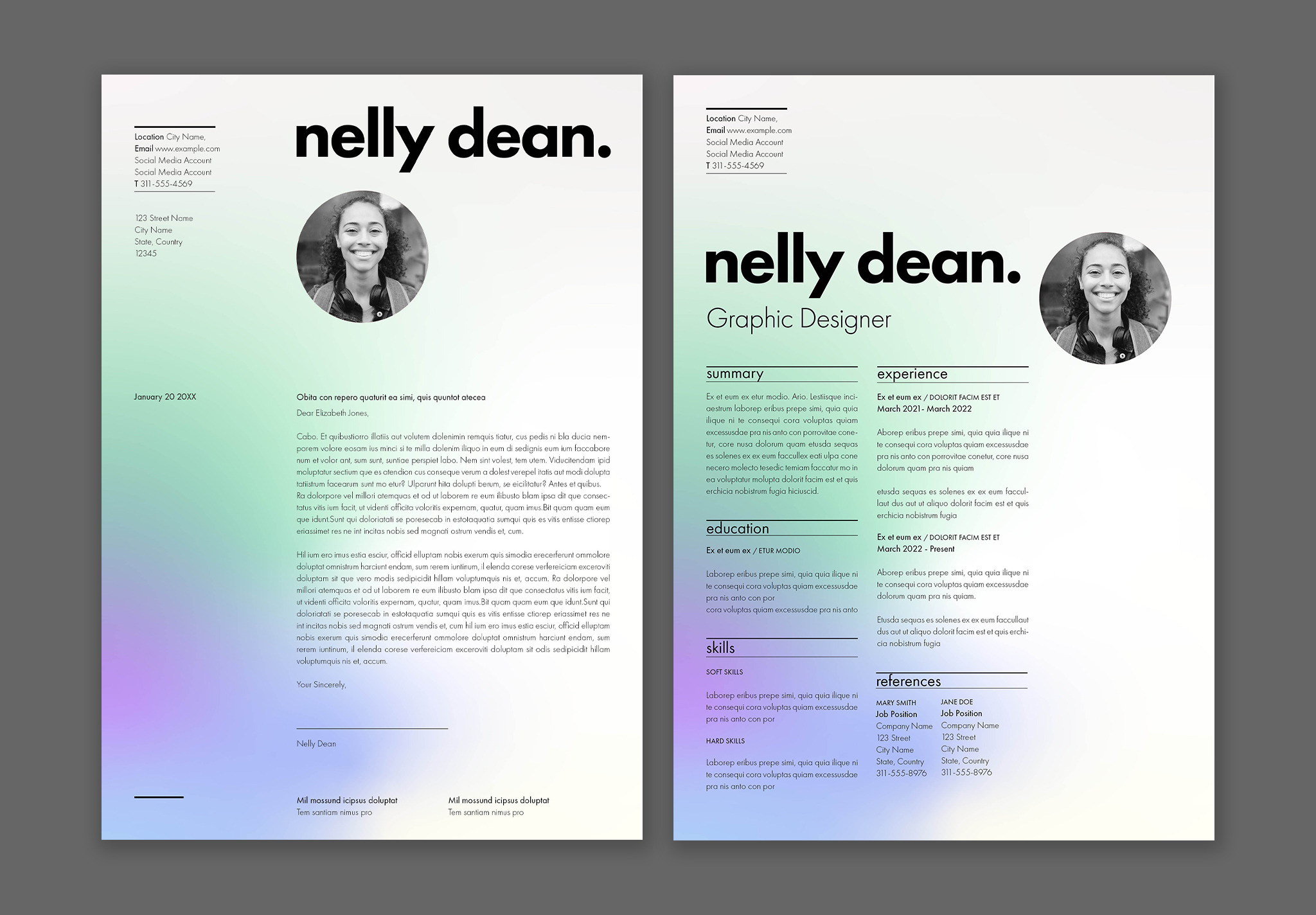Gradient Resume and Cover Letter, a Resume Template by wavebreak