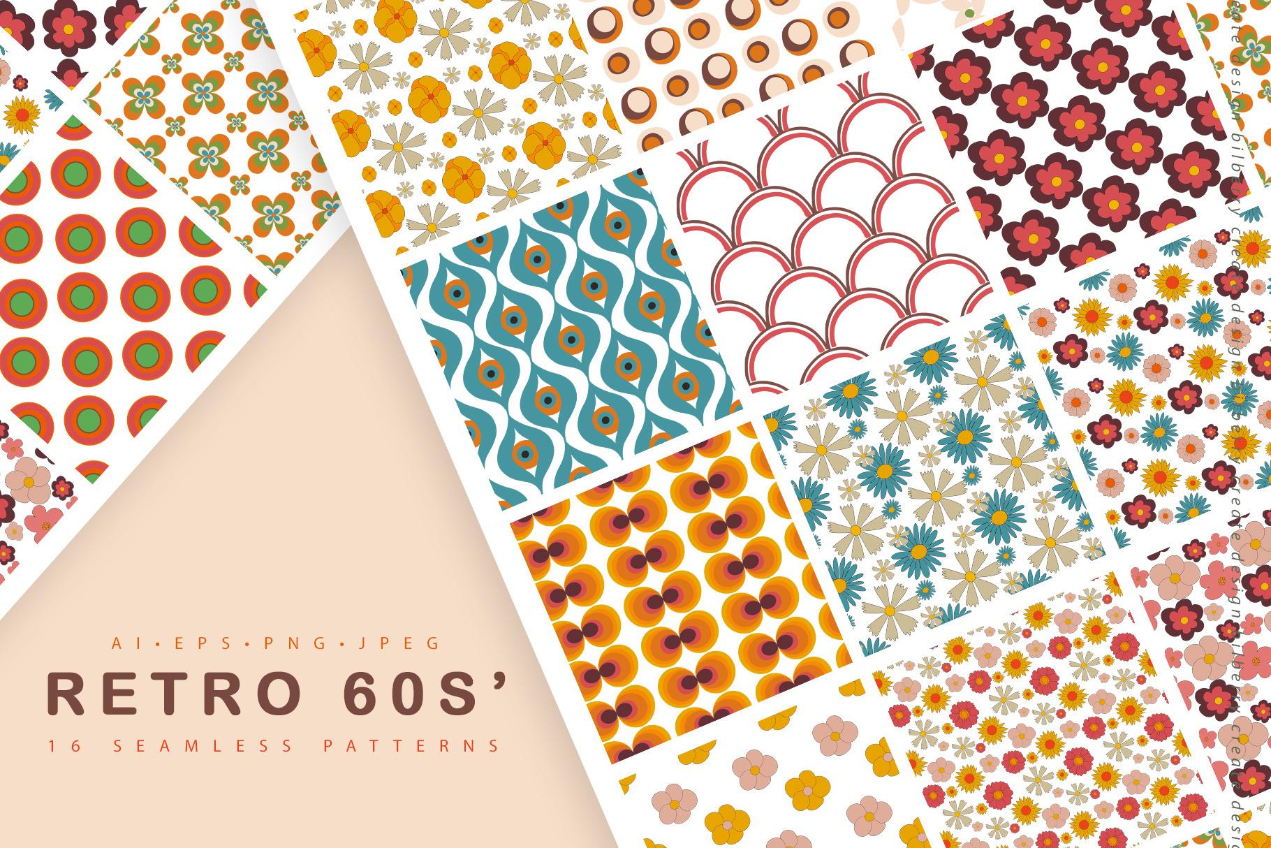 Retro 60s seamless pattern, a Pattern Graphic by BilberryCreates