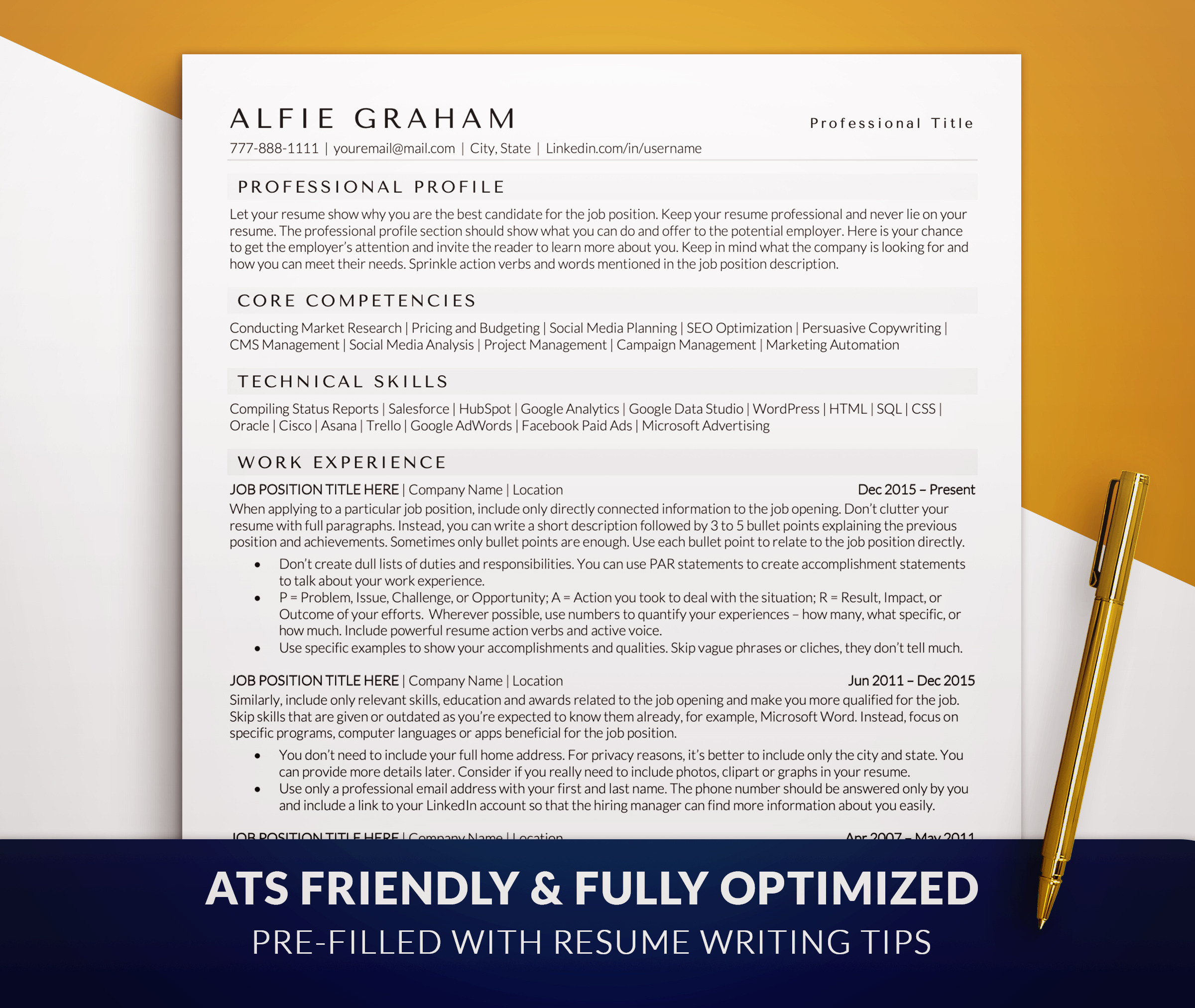 Simple Traditional Resume Template | Creative Market