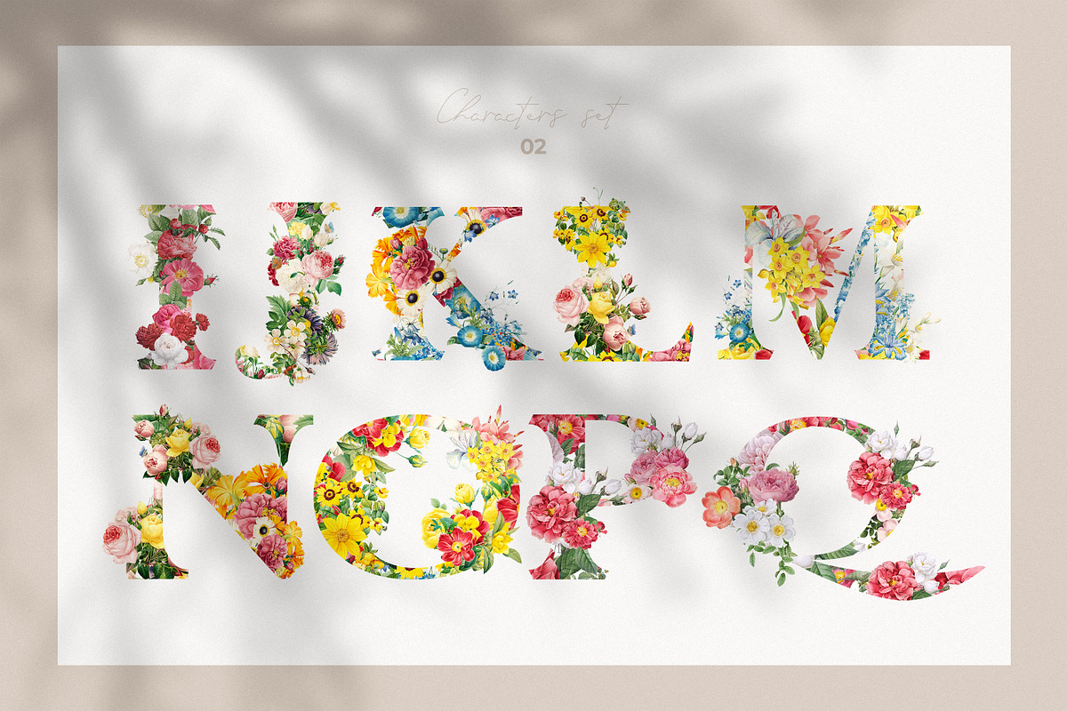 Vintage Flower Alphabet, an Object Graphic by AndrewPixel