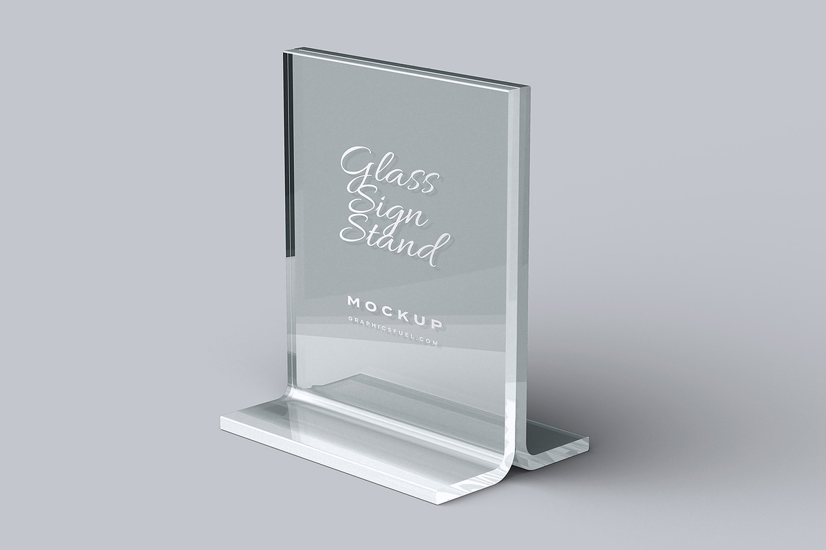 Glass Sign Stand Mockup, a Product Mockup by Graphicsfuel