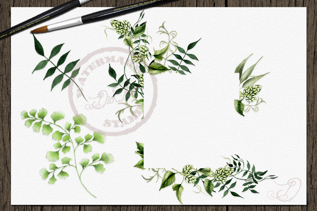 Greenery 2 Watercolor Clip Art, a Decorative Illustration by DioFlow ...