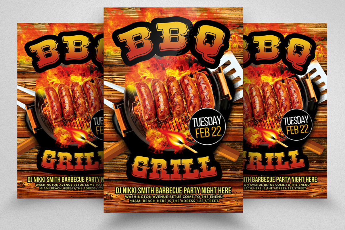 BBQ & Grill Party Flyers Template, a Flyer Template by Business Flyers