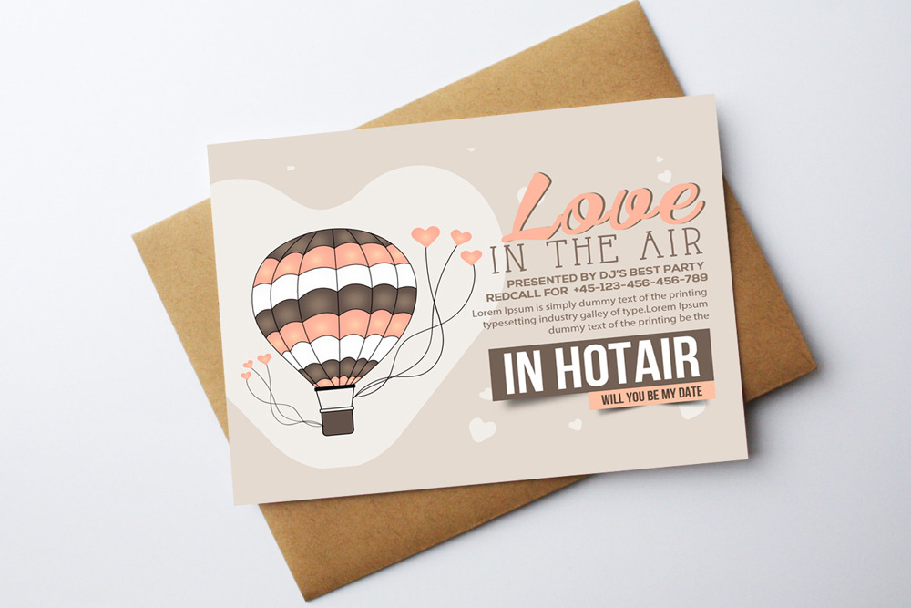 Love In Air Card Psd Templates, an Invitation Template by Psd Templates
