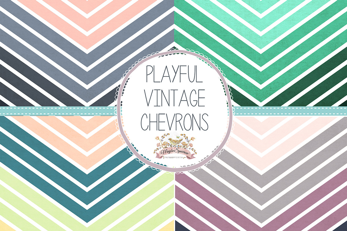 Vintage Chevron Papers, a Pattern Graphic by Maybe Sparrow Designs ...