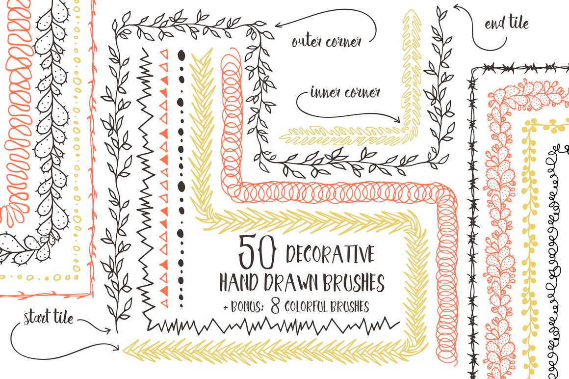 50 Vector Pattern Brushes, a Brush Add-On by Anastasia Ivanskaia ...