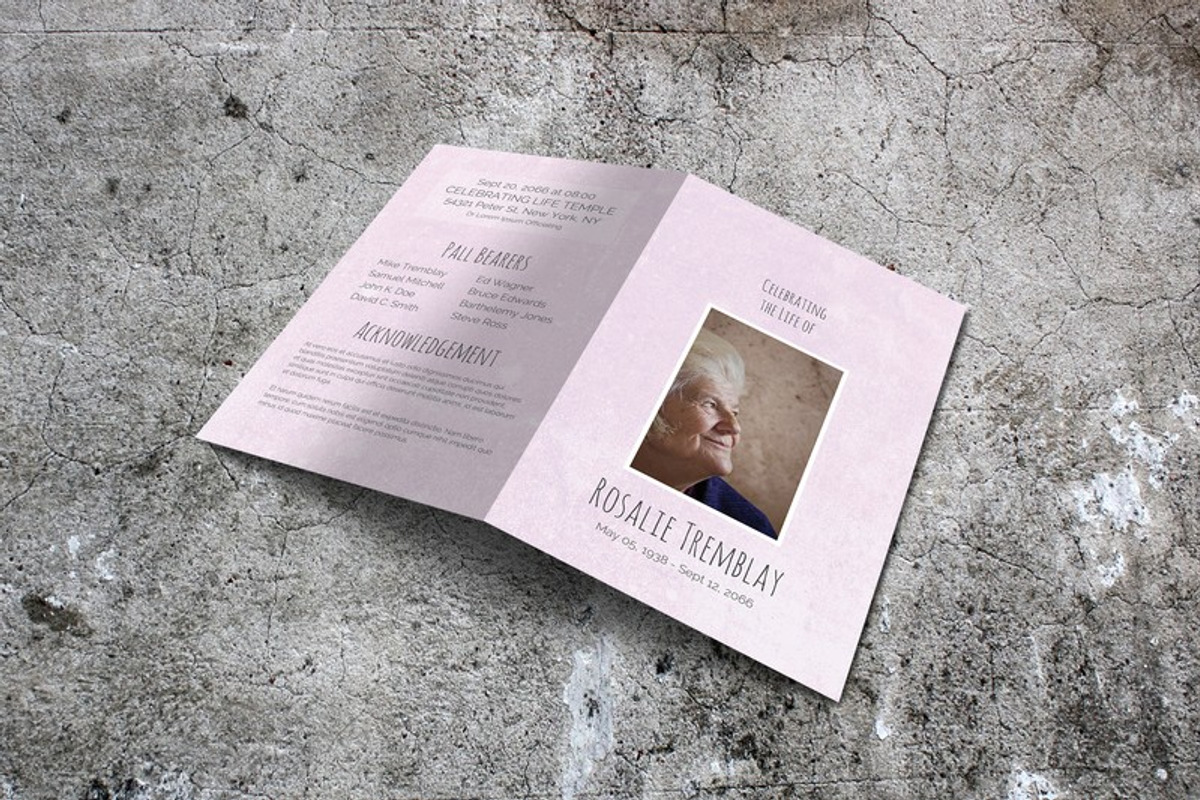 Purple Funeral Program Template, a Brochure Template by Final Tribute