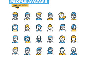 Flat line avatar icons collection, an Icon by PureSolution