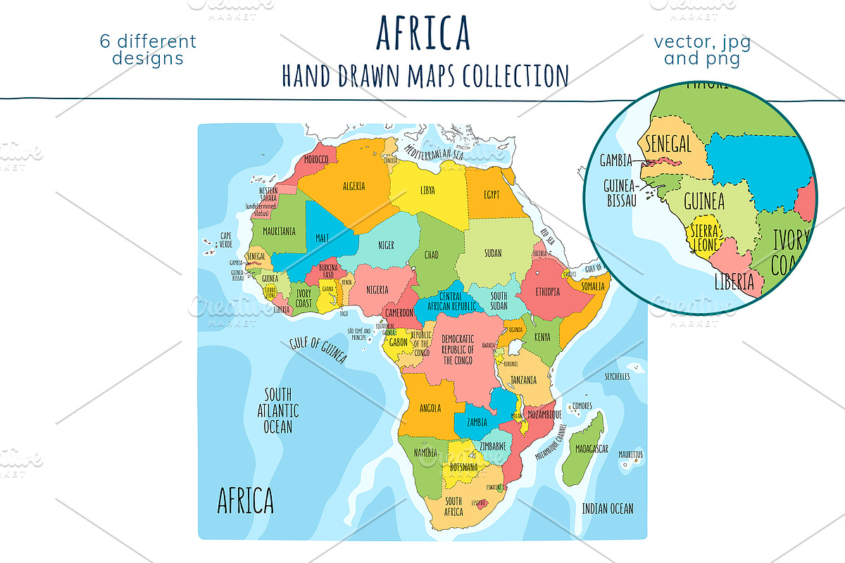 Africa Maps Collection, an Education Illustration by ...