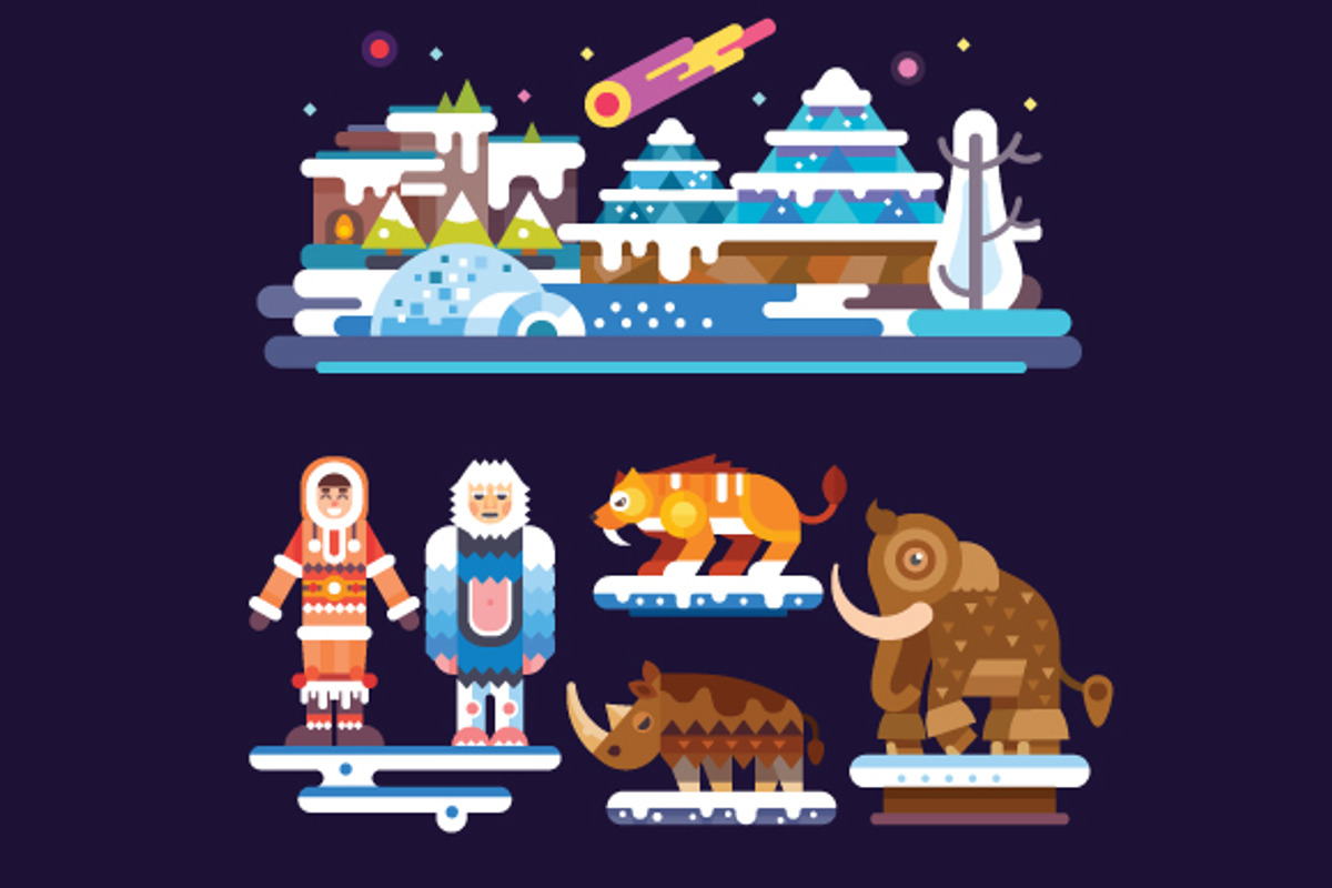 Prehistoric Set. Ice Age., an Illustration by TastyVector