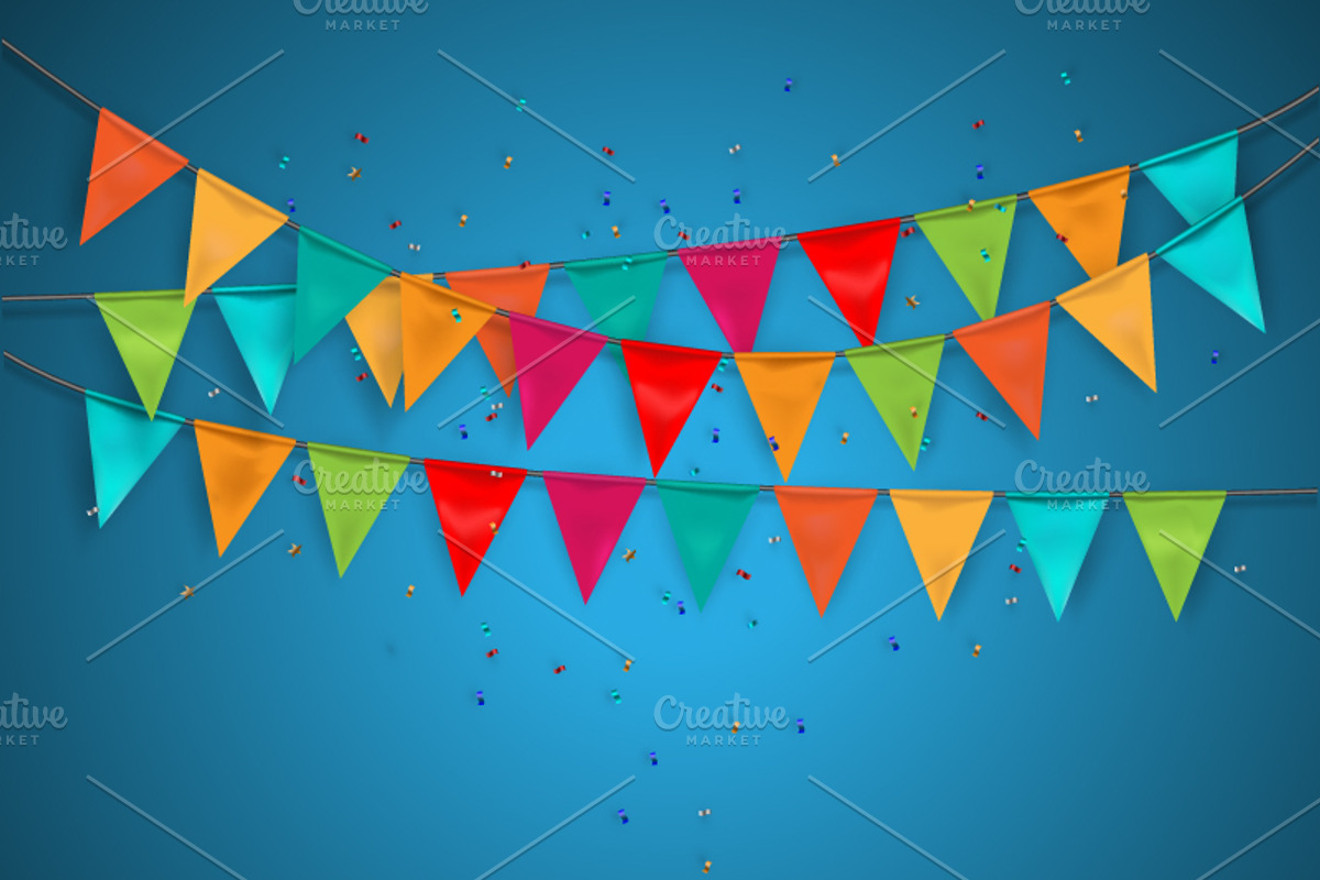 Party flags, festival flag, a Decorative Illustration by S_design