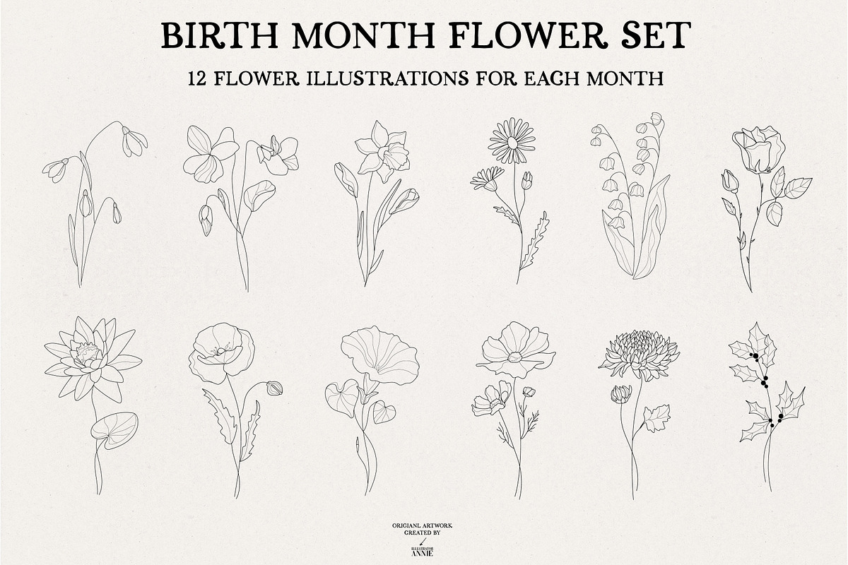 Birth Month Flower Set, an Object Graphic by IllustratorAnnie ...