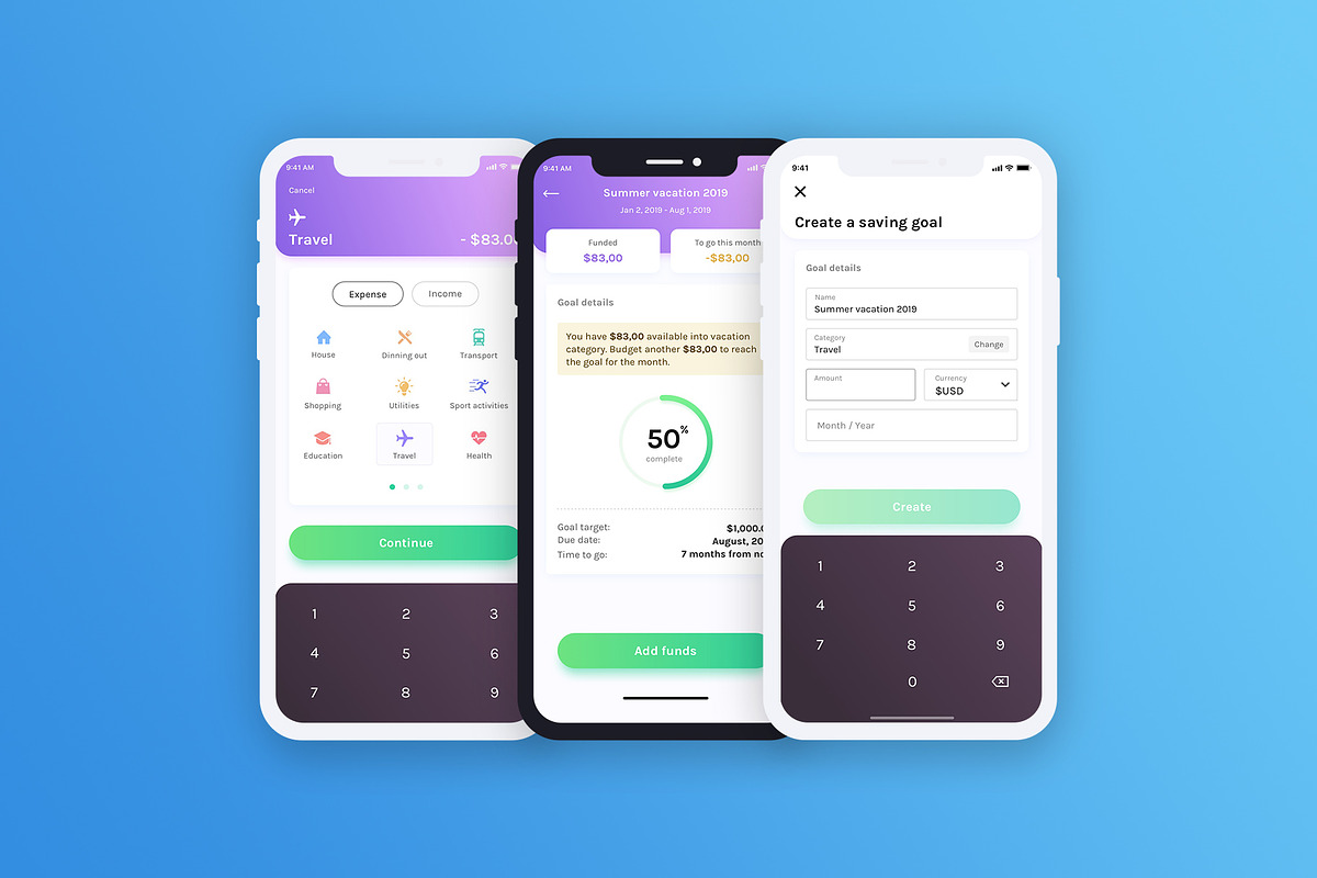 Budget Planner Mobile UI Kit, an UI Kit Template by Dorin007