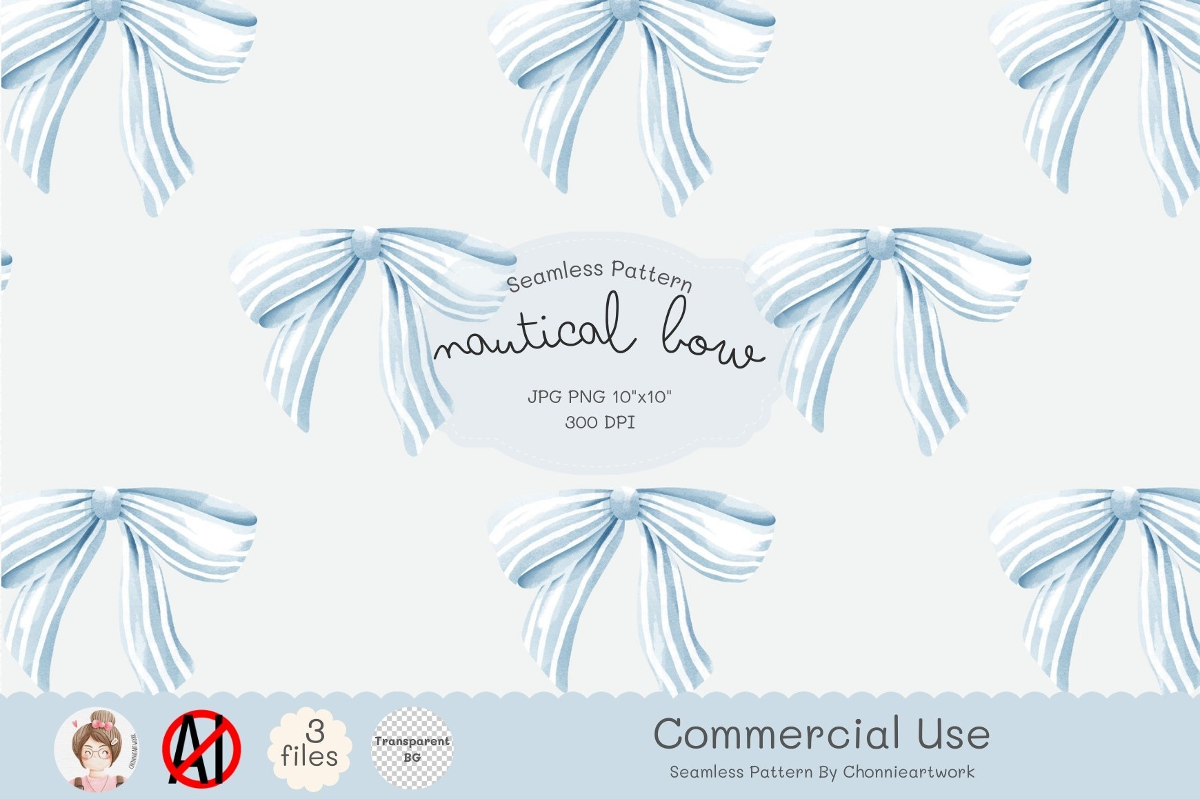 Nautical Bow Seamless Patterns, a Pattern Graphic by Chonnieartwork
