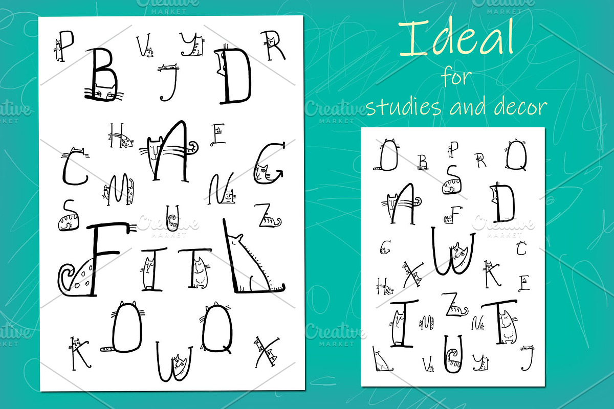 Koto-Letters - Alphabets+cats, a Decorative Illustration by Zooza Art