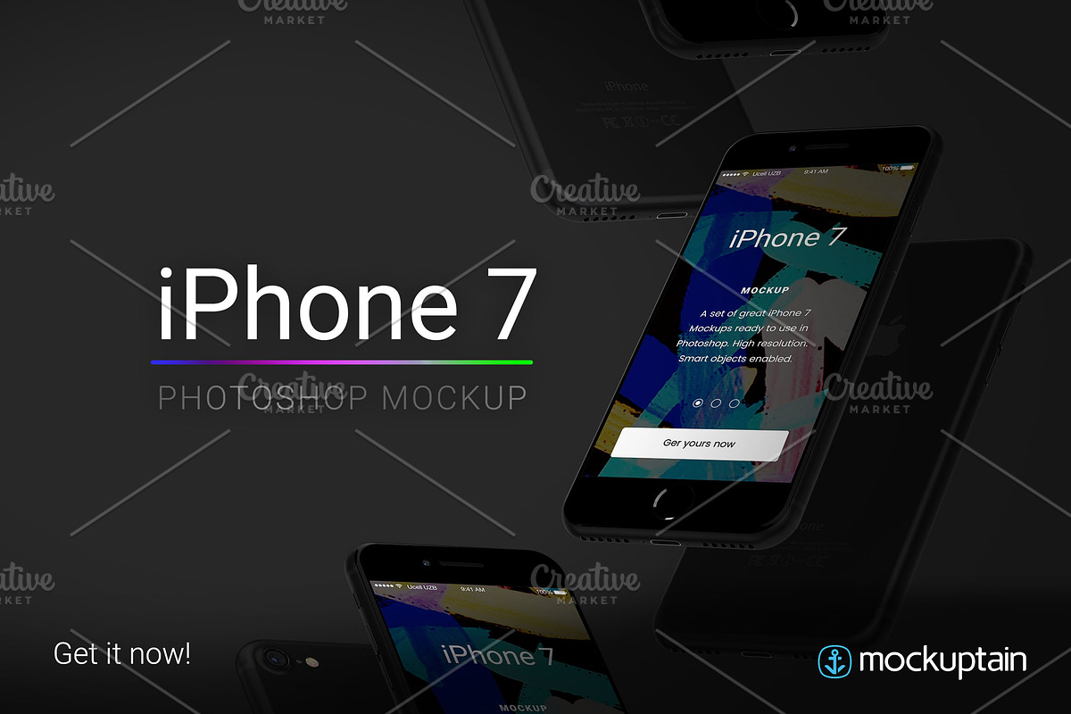 Iphone 7 Mockup Flying Black, an iPhone Mockup by mockuptain