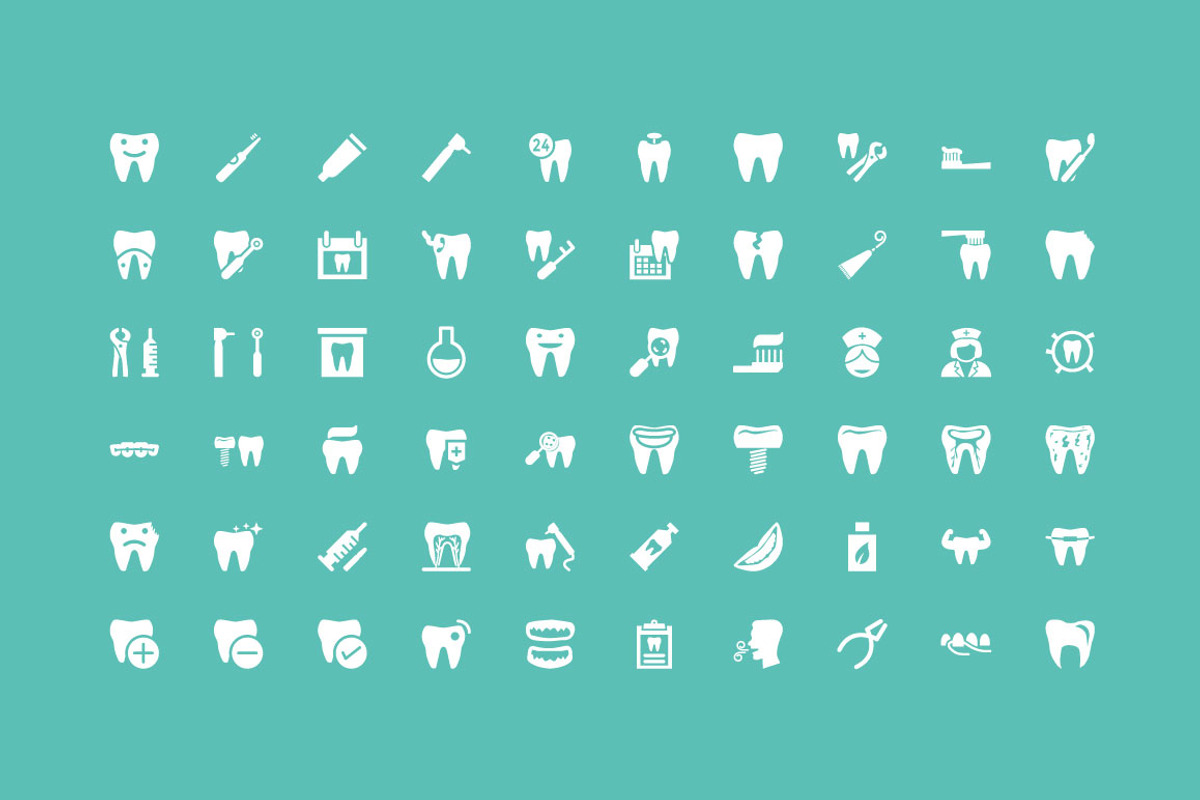 100 Dental Vector Icons, an Icon by Creative Stall