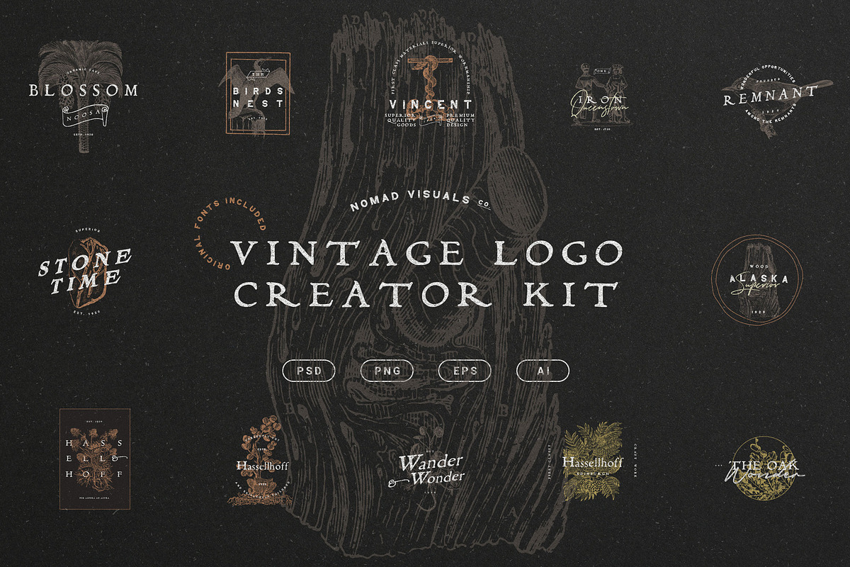 Vintage Logo Creator Kit, a Branding & Logo Template by Nomad Visuals