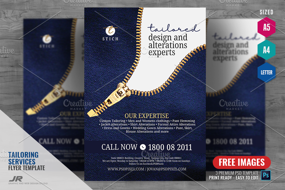 Tailoring and Dressmaking Services, a Flyer Template by PSDPixel