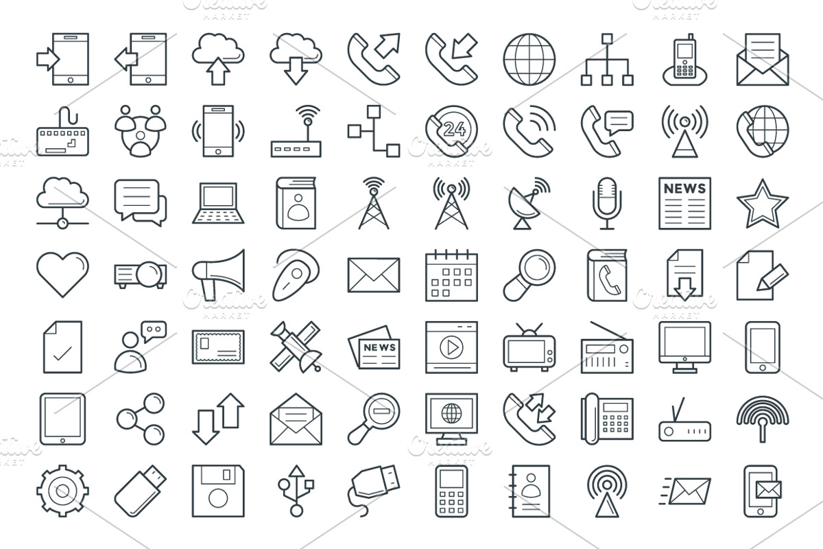 125 Communication Vector Icons, an Outline Icon by Vectors Market