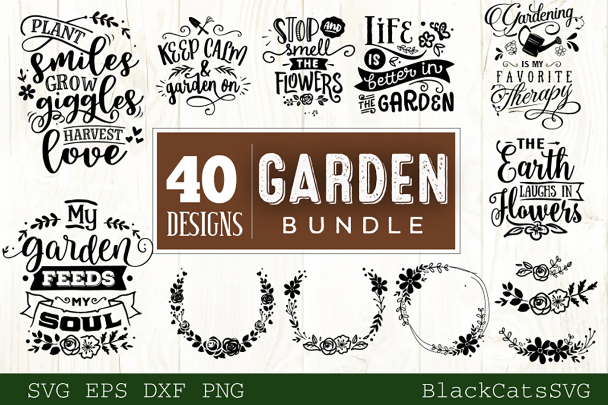 Garden SVG bundle 40 designs, an Illustration by BlackCatsMedia