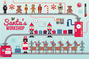 santa's workshop illustration/vector, an Illustration by lyeyee