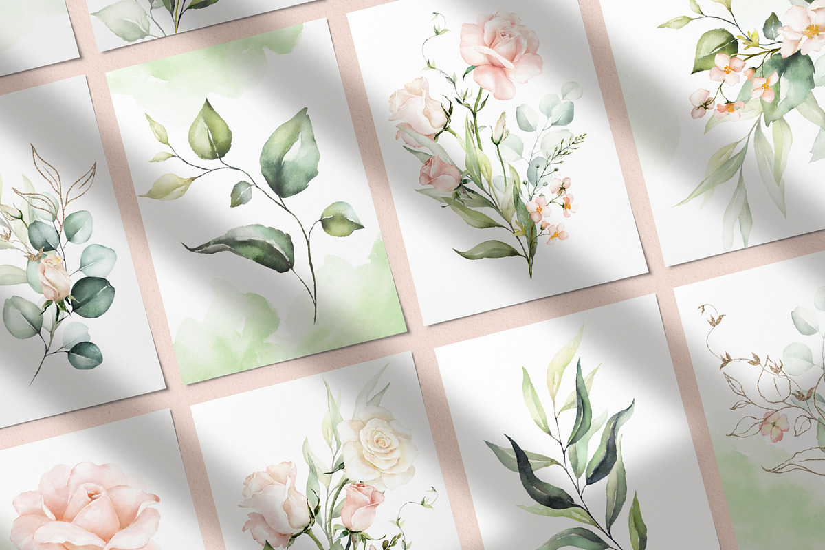 Watercolor Blush Floral Alphabet Set, a Decorative Illustration by ...