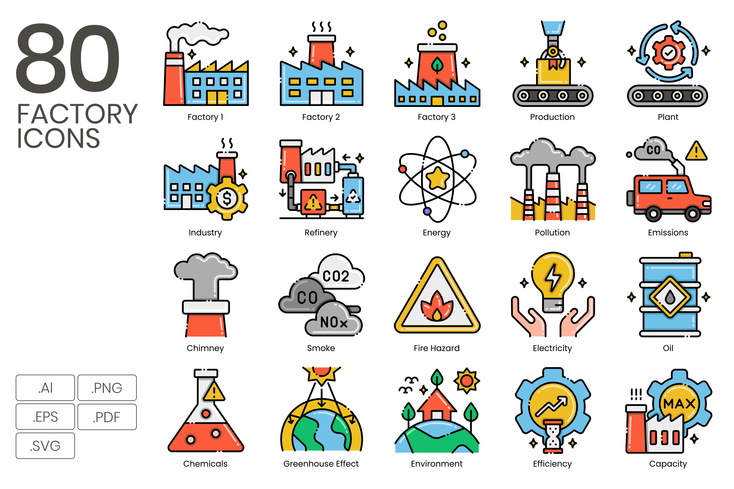 80 Factory Icons | Aesthetics, an Icon by Flat Icons
